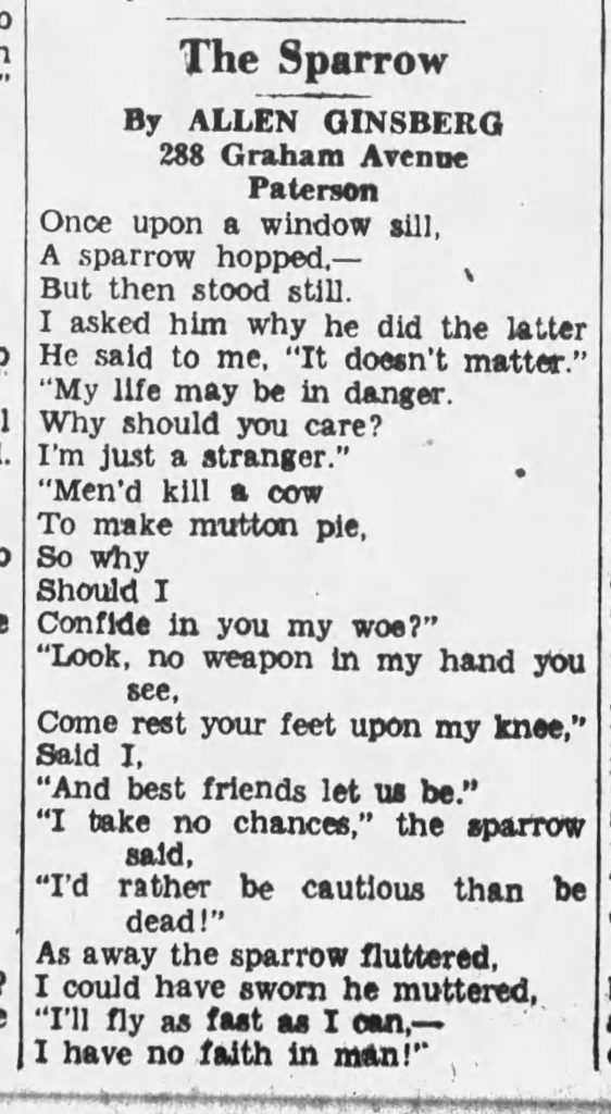 Allen Ginsberg's First Poem?